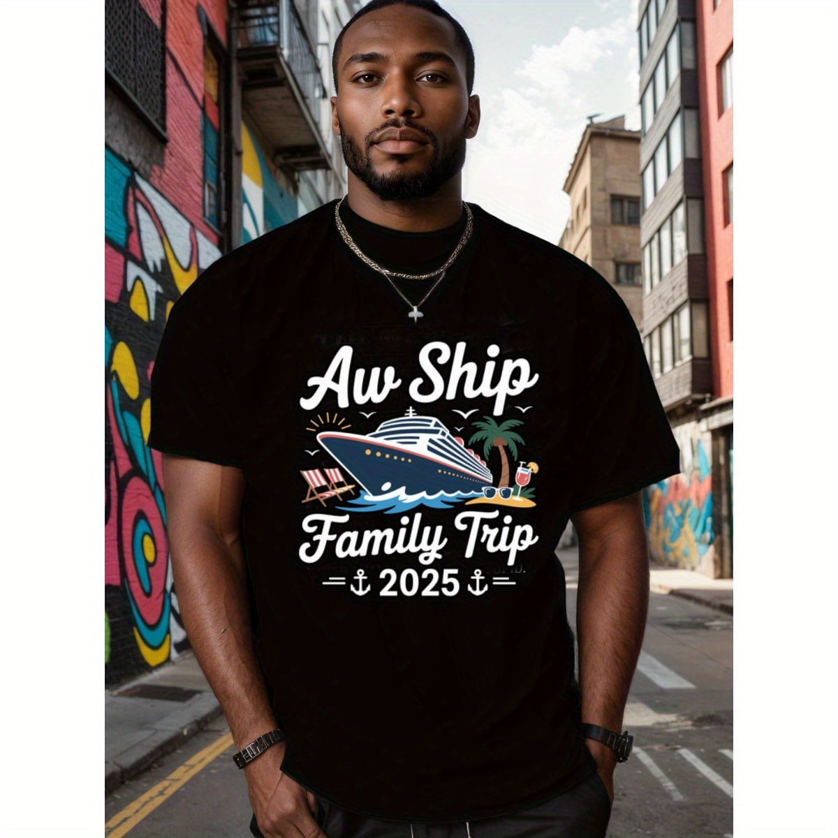 natee local warehouse clearance Aw Ship Family Trip 2025 Cruise Vacation T-shirt, 100% Cotton ...