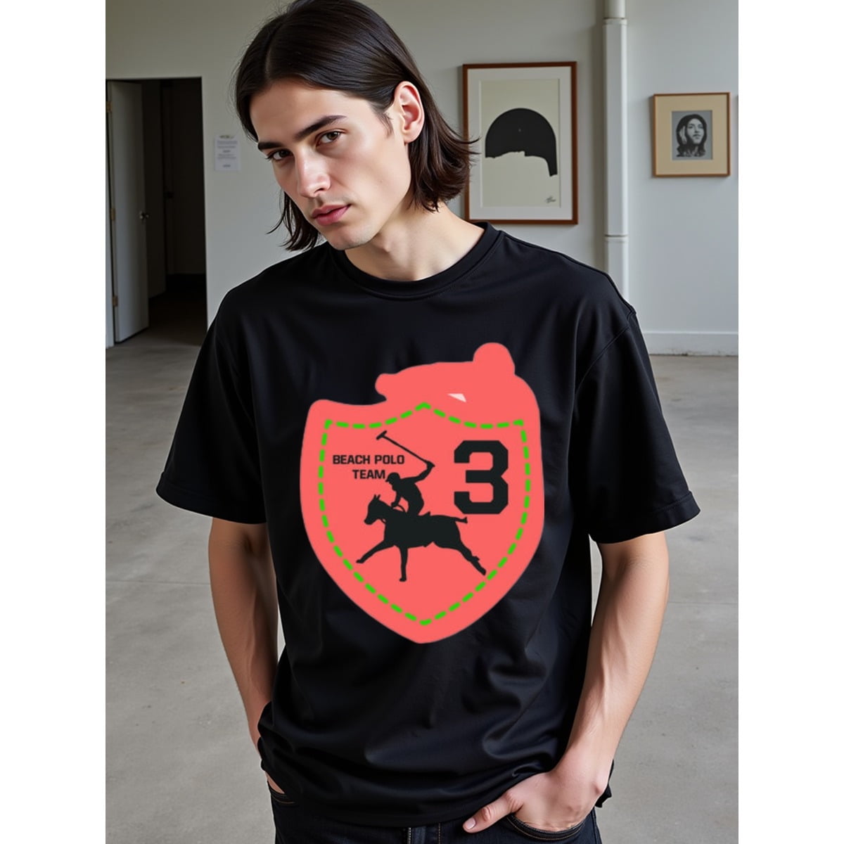 natee local warehouse clearance Beach Polo Team Number 3 Shield Graphic T-shirt, Men's T-Shirt ...