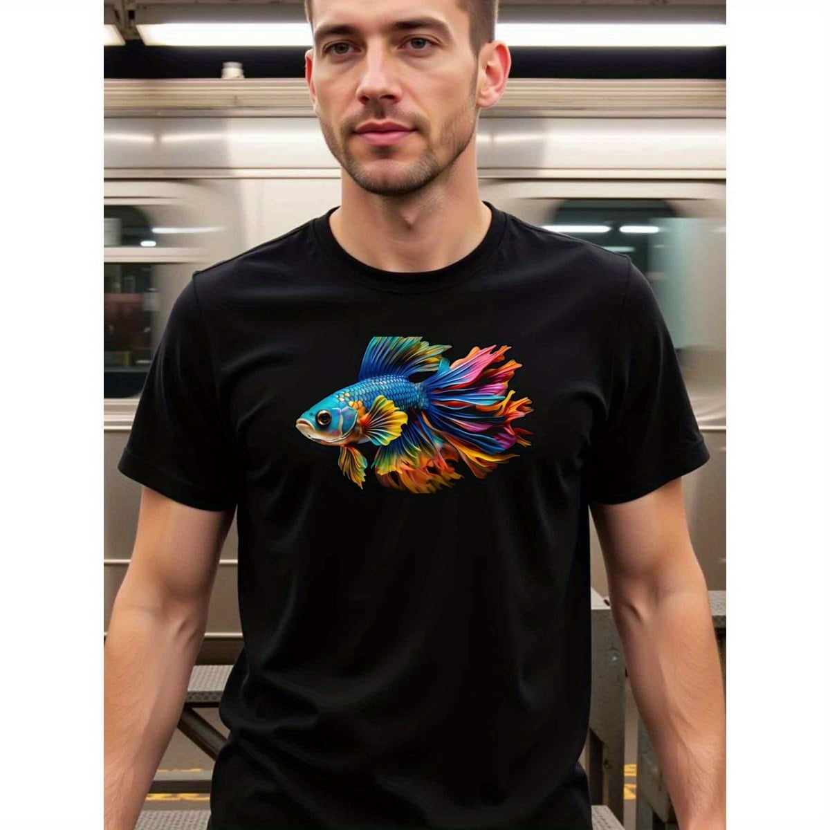 natee Colorful Betta Fish Graphic Tee for Aquarium Lovers, Men's T ...