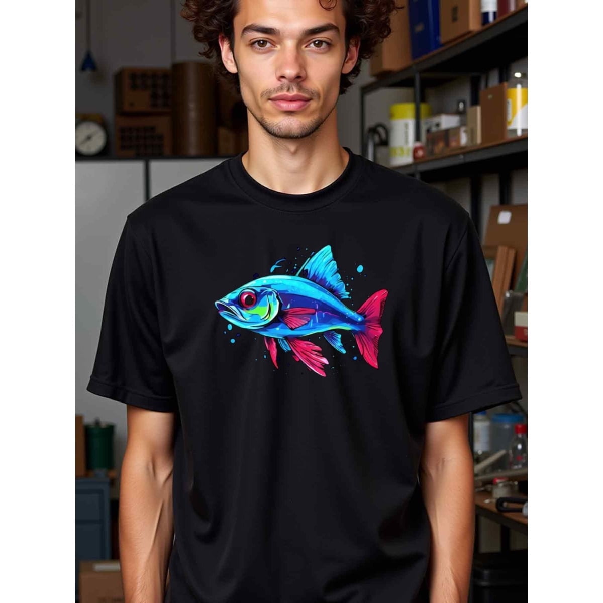 natee Colorful Fish Graphic T-shirt for Fishing Enthusiasts ...