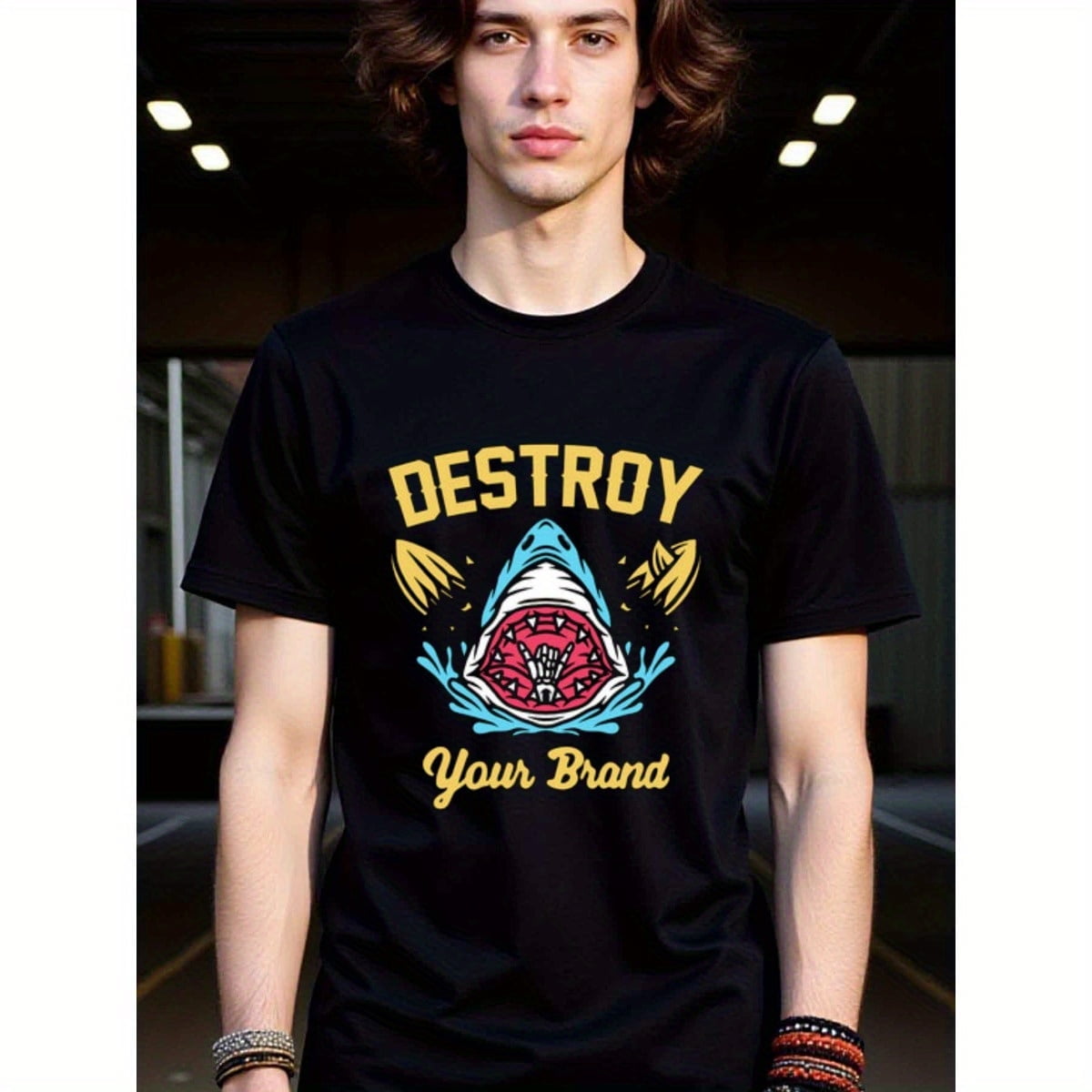 natee Destroy Your Brand Shark Graphic Tee, - Walmart.com