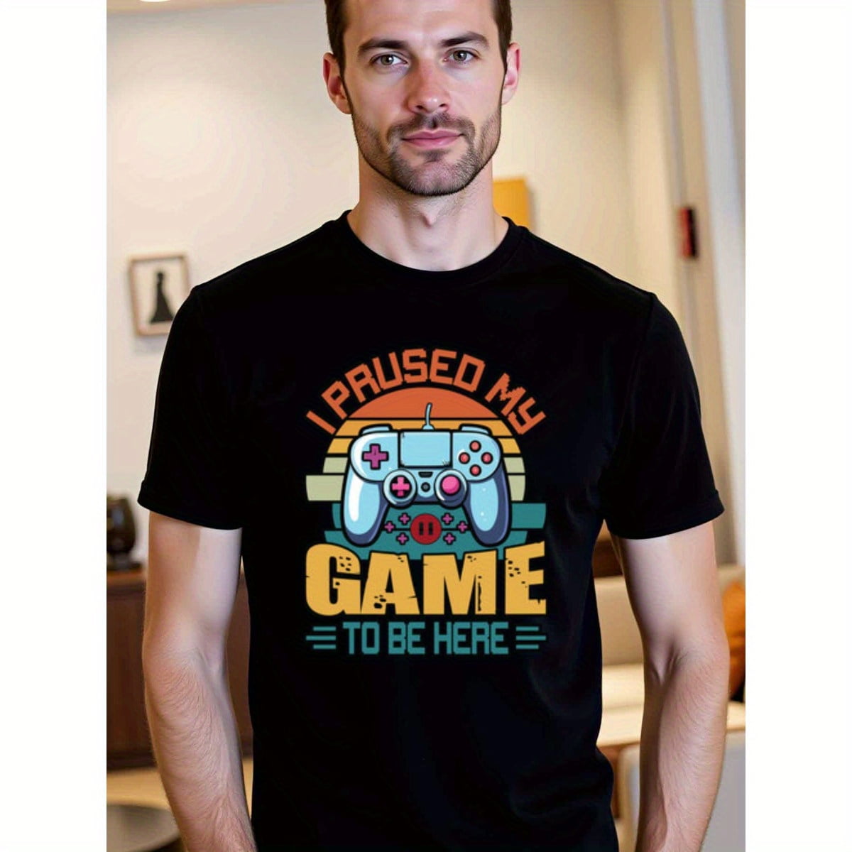natee local warehouse clearance Game On: Paused My Game to Be Here Retro Gaming T-shirt, Men's T ...