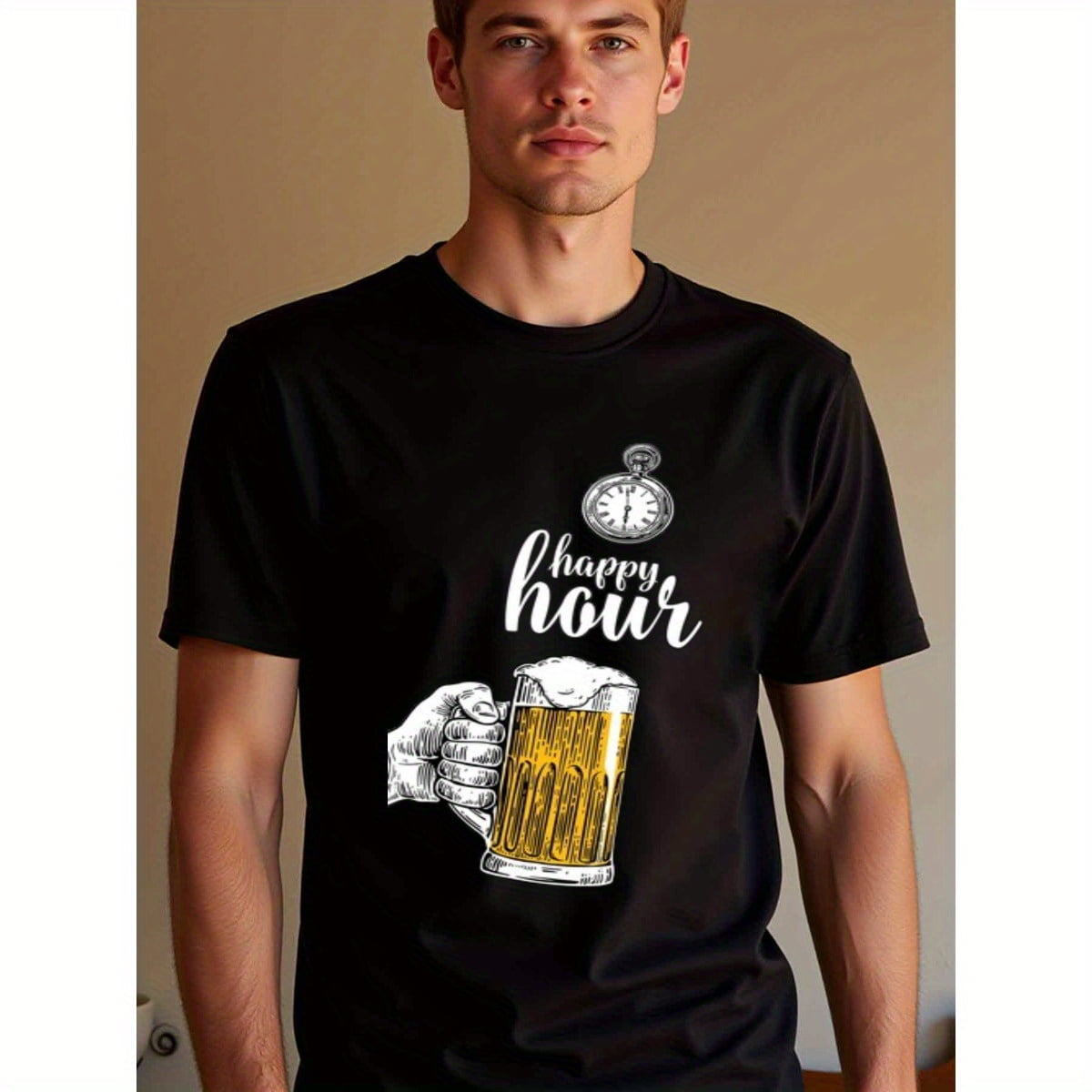 natee local warehouse clearance Happy Hour: Cheers to Good Times Pocket Watch Beer T-shirt, 男t ...