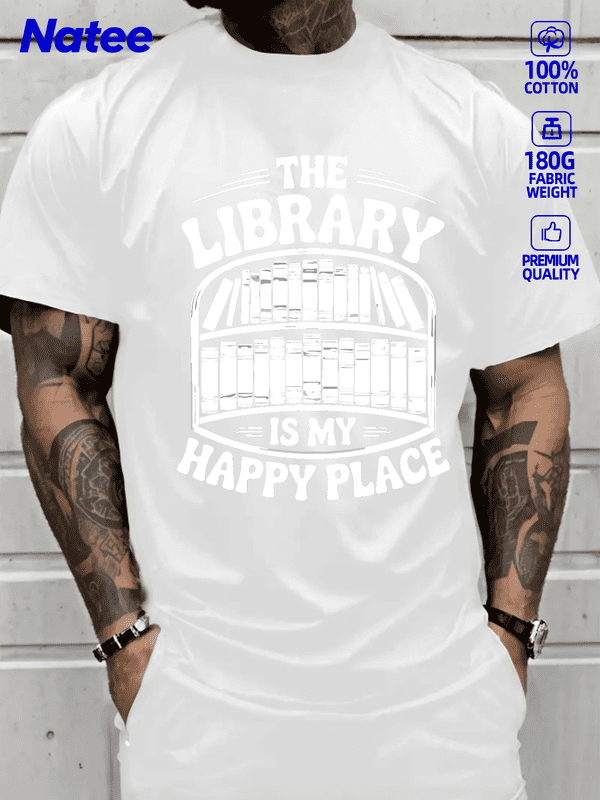 natee local warehouse clearance Library Lovers Happy Place Black T ...