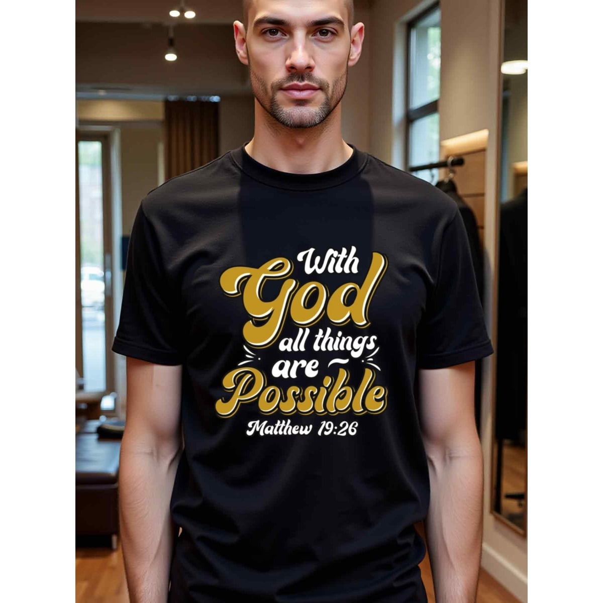 natee local warehouse clearance Motivational Bible Verse T-shirt: with God, All Things Are ...