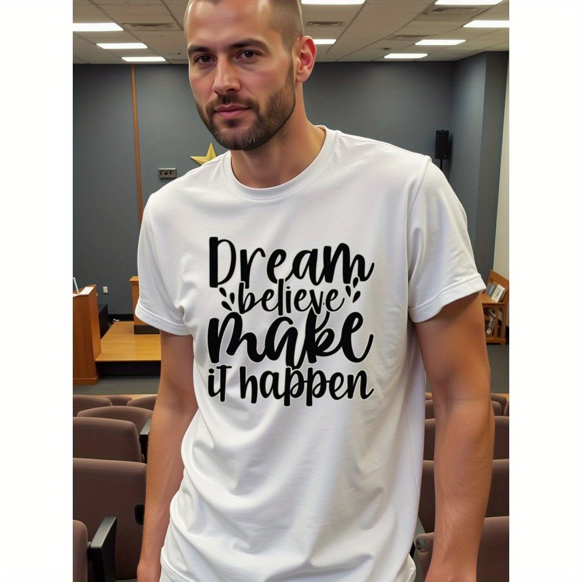 natee local warehouse clearance Motivational T-shirt: Dream, Believe, Make It Happen, 100% ...