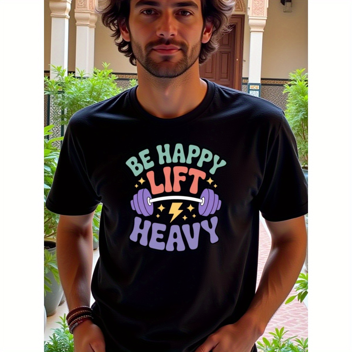 natee local warehouse clearance Motivational Workout Tee: Be Happy ...