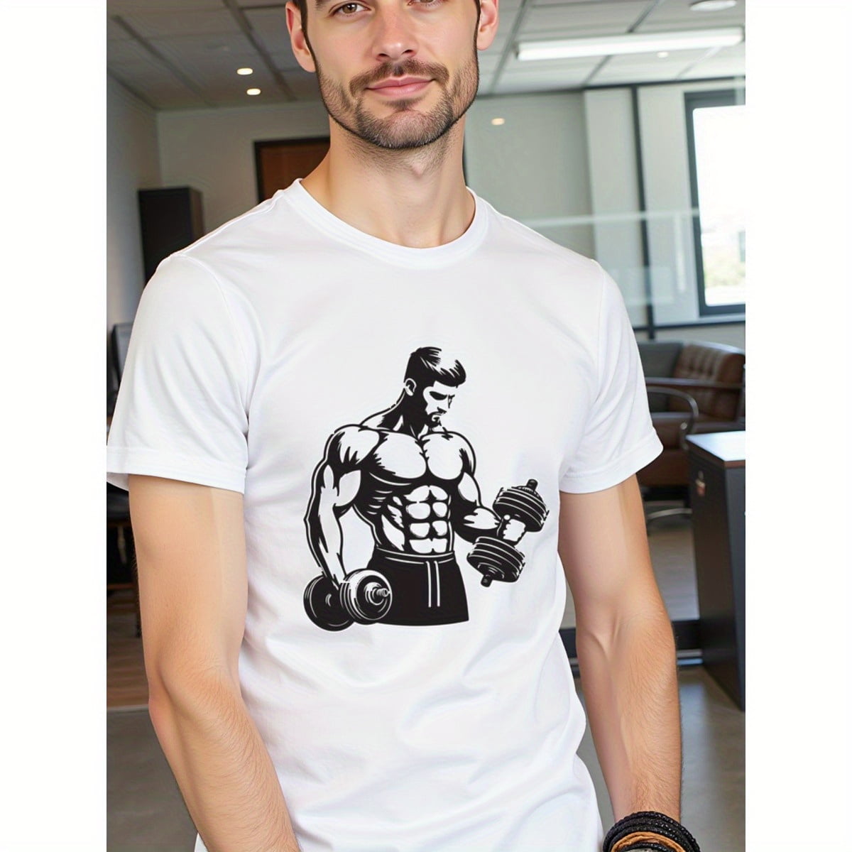 natee local warehouse clearance Muscle Man Dumbbell Workout Graphic ...