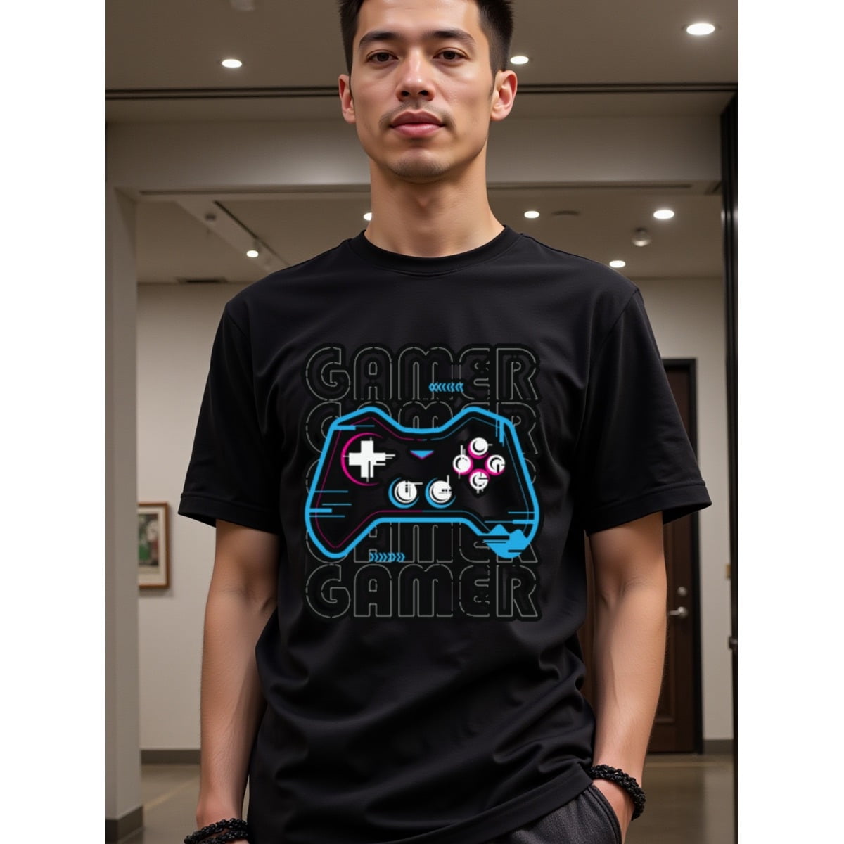 natee local warehouse clearance Neon Gamer Controller Graphic Tee, 鐢穞 ...