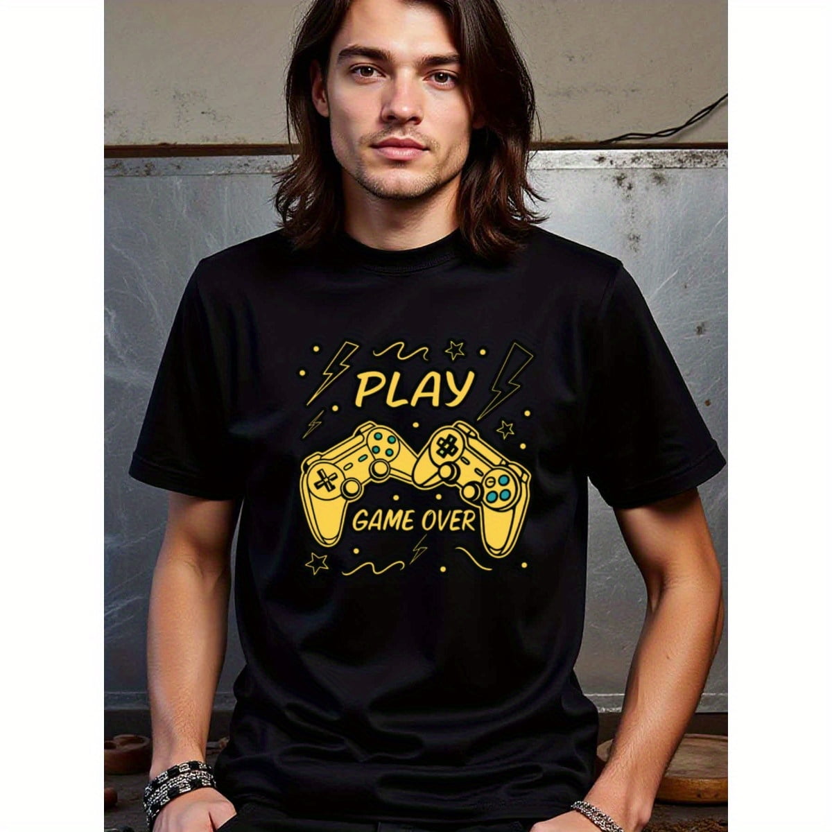 natee local warehouse clearance Play Game Over: Fun Gaming Controller Graphic Tee, 100% Cotton ...
