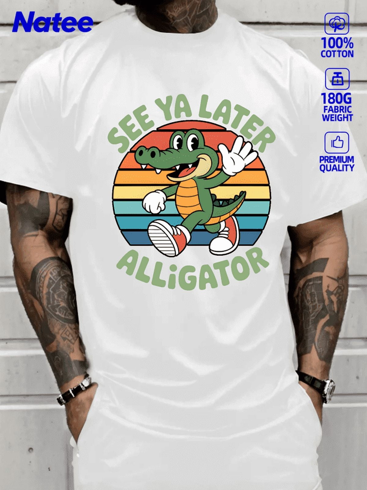 natee local warehouse clearance See Ya Later Alligator Retro Vintage Graphic Tee, 100% Cotton ...