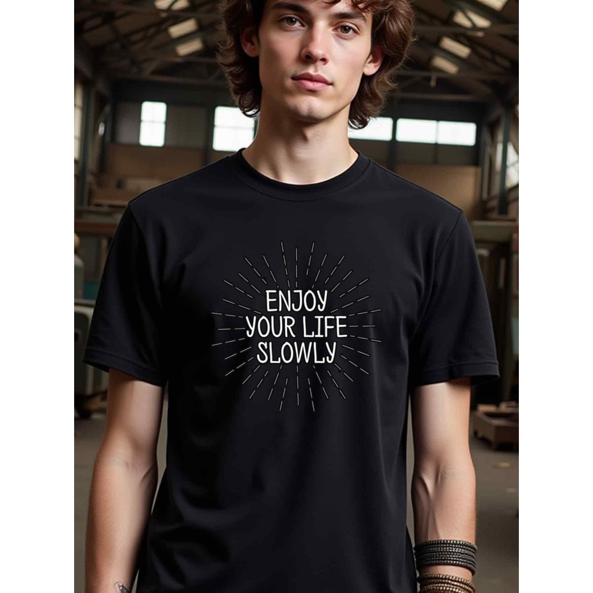 natee local warehouse clearance Slow Living: Enjoy Your Life Slowly T-shirt, Men's T-Shirt,100% ...