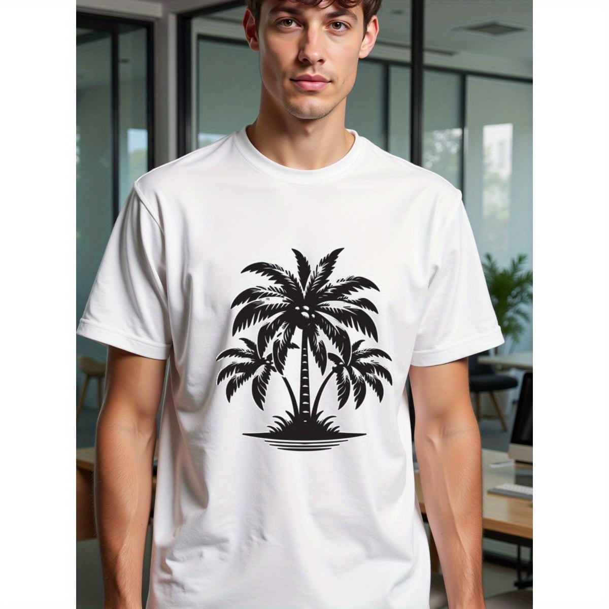 natee local warehouse clearance Summer Vibes Palm Tree Graphic Tee, Men's T-Shirt,100% Cotton ...