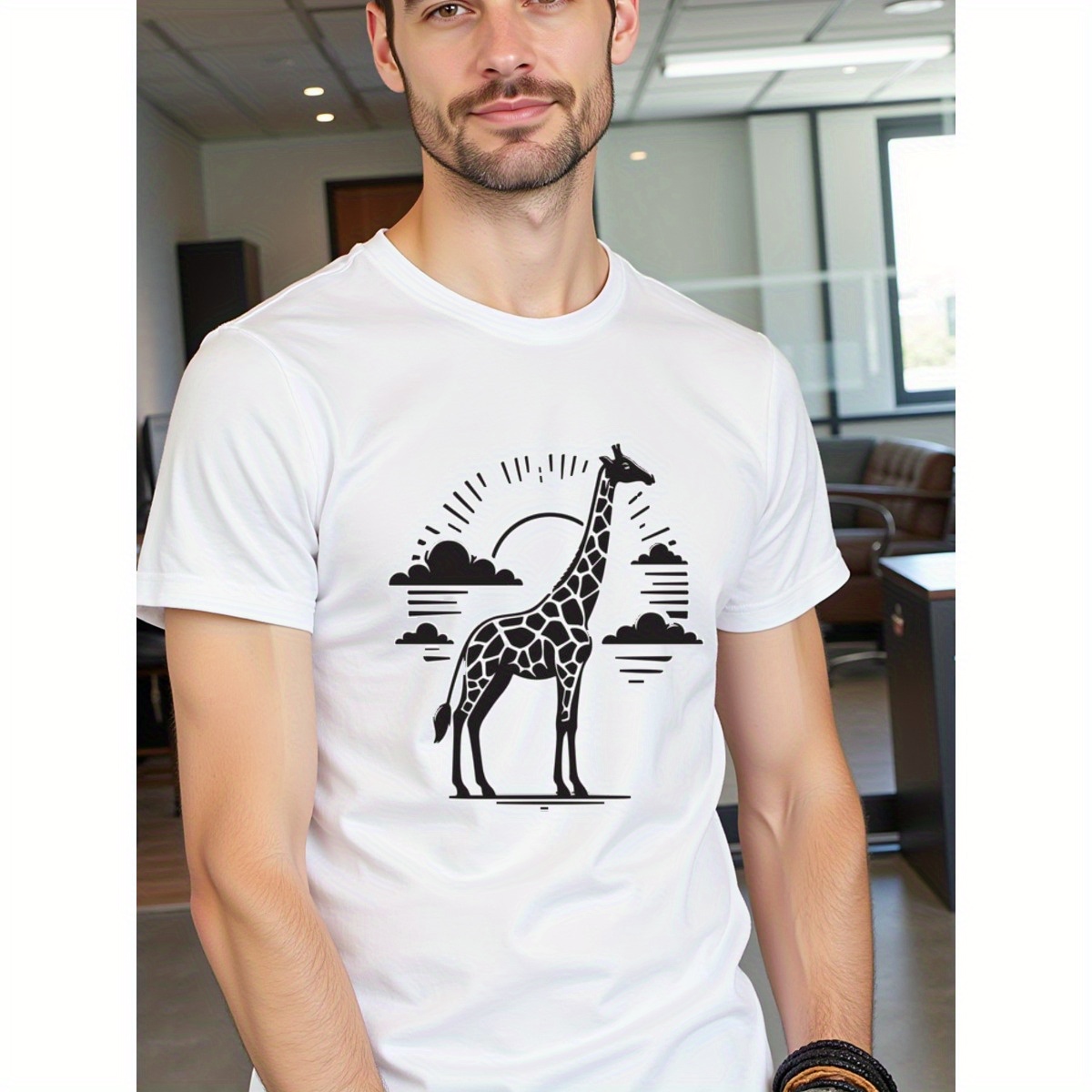 natee local warehouse clearance Sunset Giraffe Graphic Tee - Casual ...
