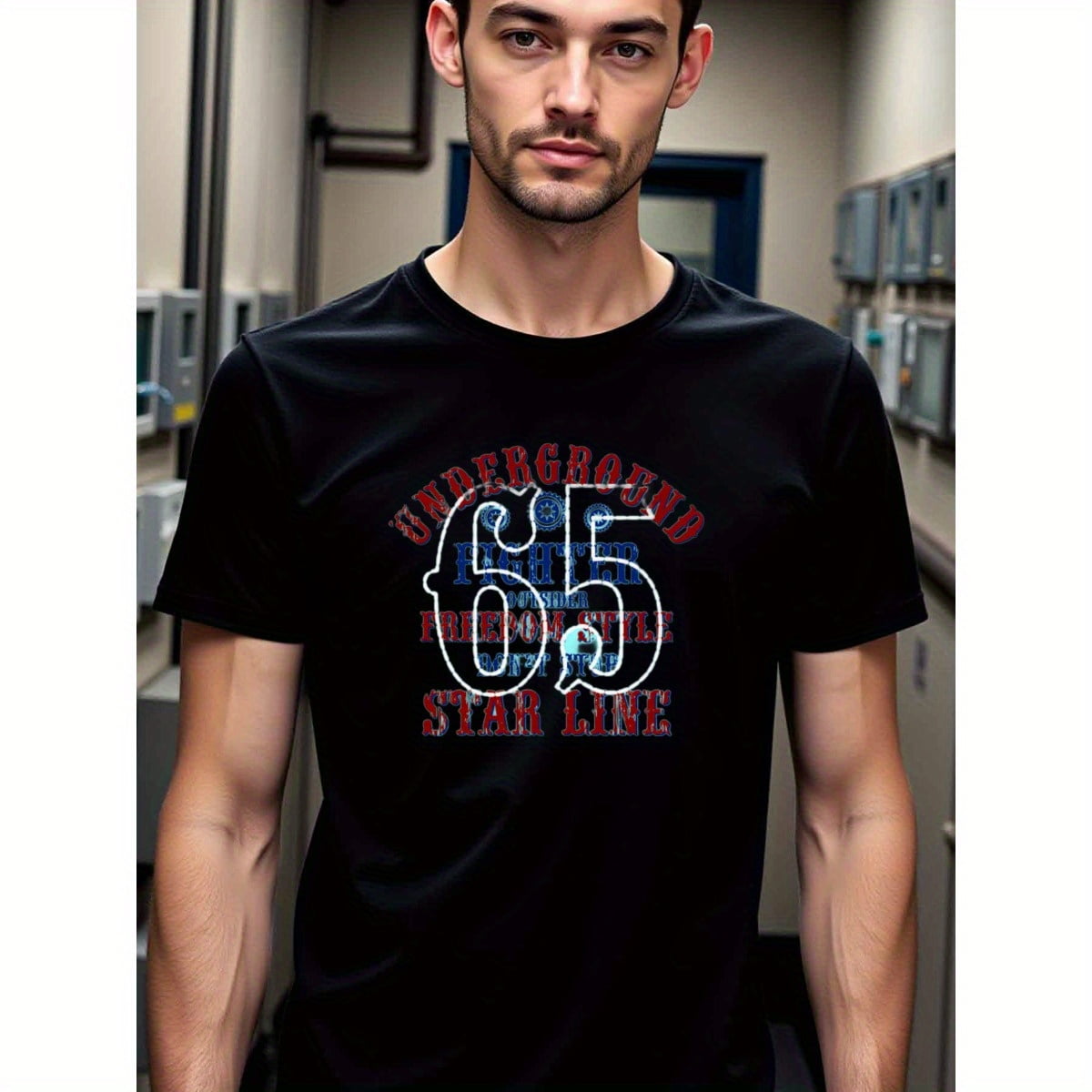 natee local warehouse clearance Underground Fighter Freedom Style 65 Star Line T-shirt, Men's T ...