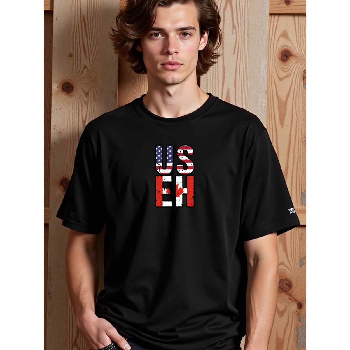 natee local warehouse clearance Us Eh - Usa Canada Mashup Graphic Tee ...