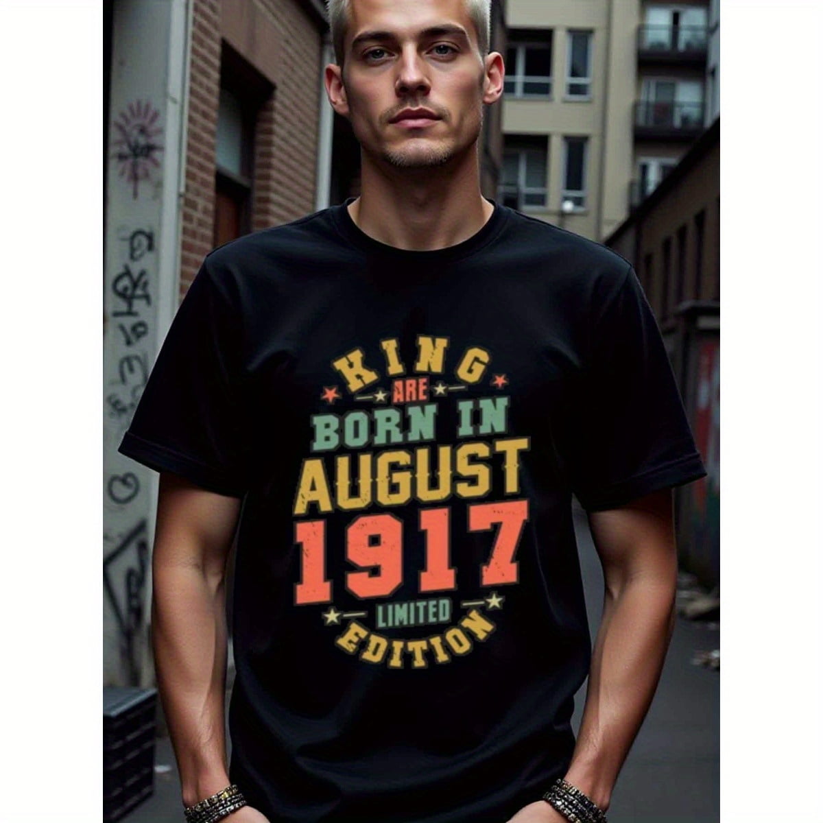 natee local warehouse clearance Vintage August 1917 Limited Edition King T-shirt, 100% Cotton ...