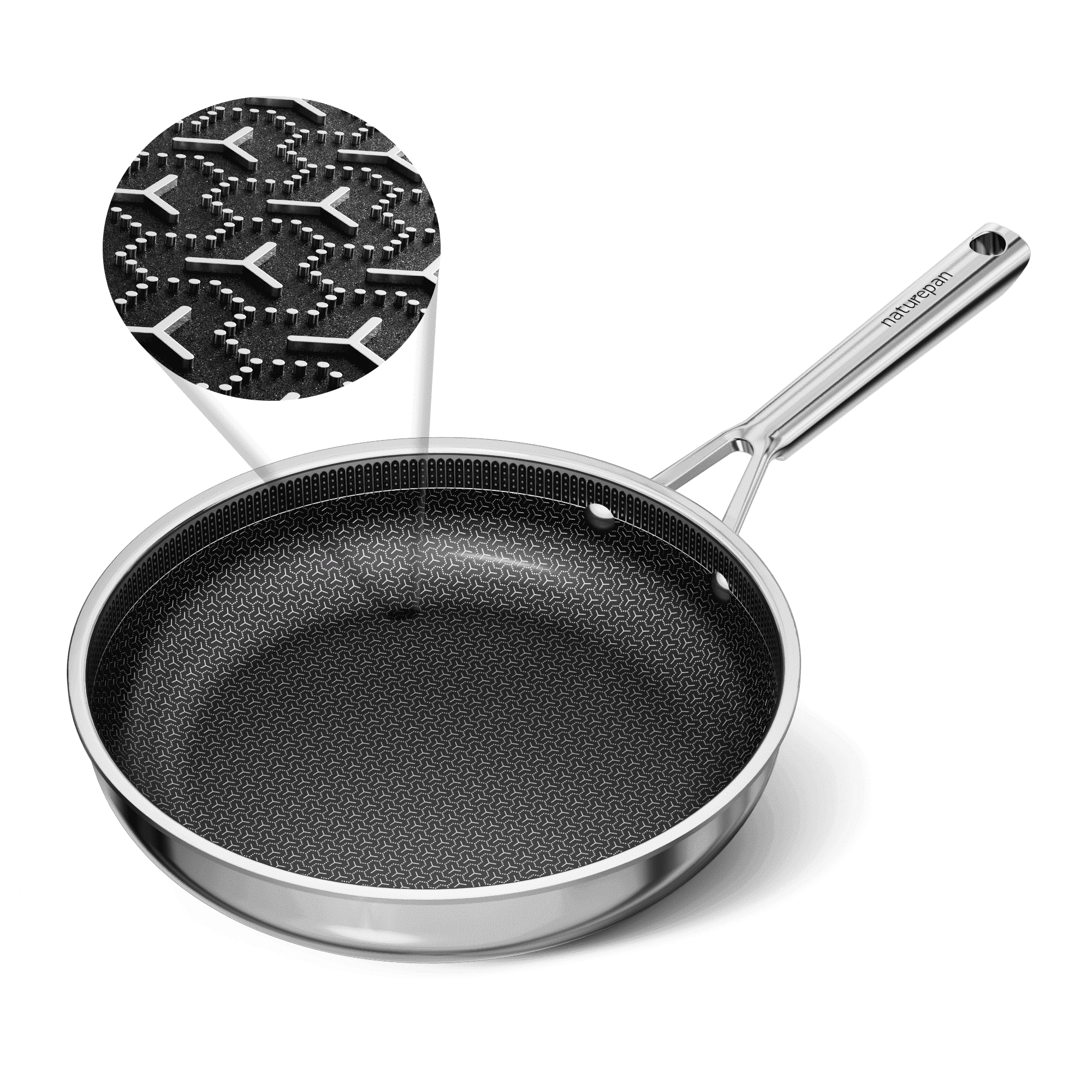 naturepan 11 Inch 3-Ply Hybrid Ceramic Frying Pan, Diamond-Titanium ...