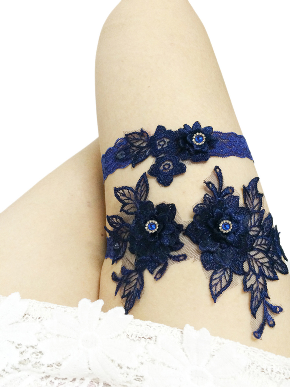 navy Garter Belt for Bride Wedding Garter Lace Bridal Garter Party Leg ...