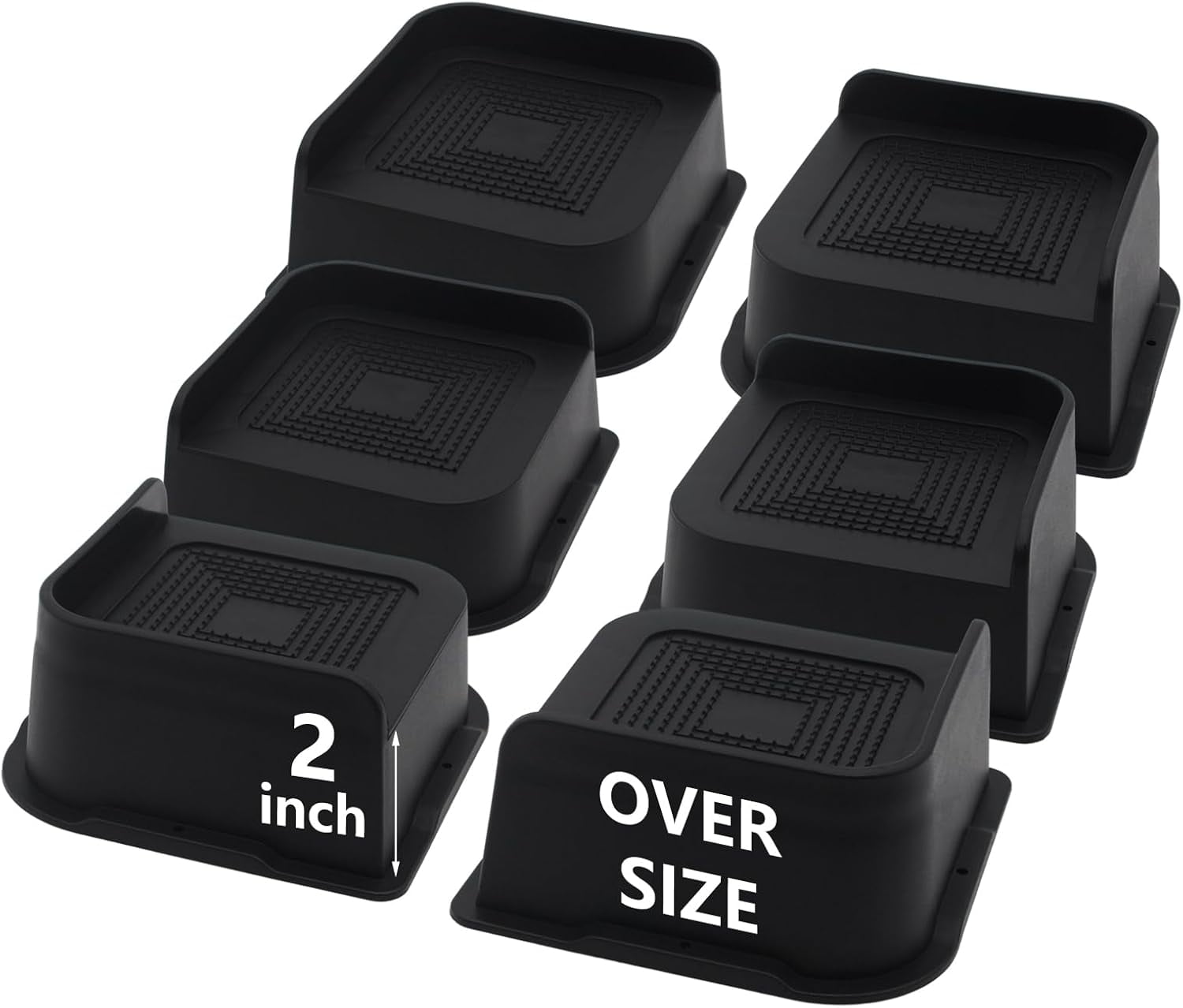 nbcxdth HANIHUA 4 Pack Brown Bed Risers 4 inch Heavy Duty Oversized ...