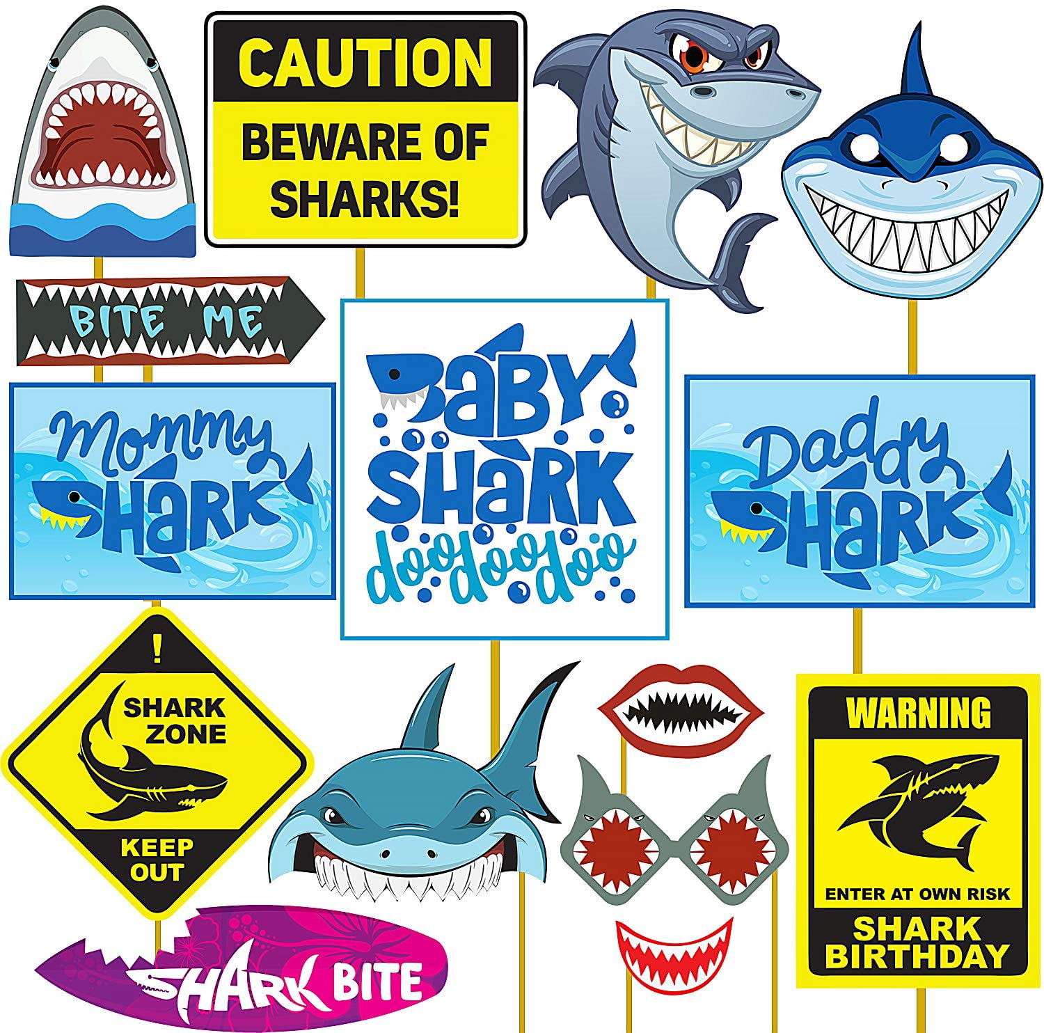 Baby Shark Theme Birthday Decorations -15Pcs Baby Shark Theme Photo ...