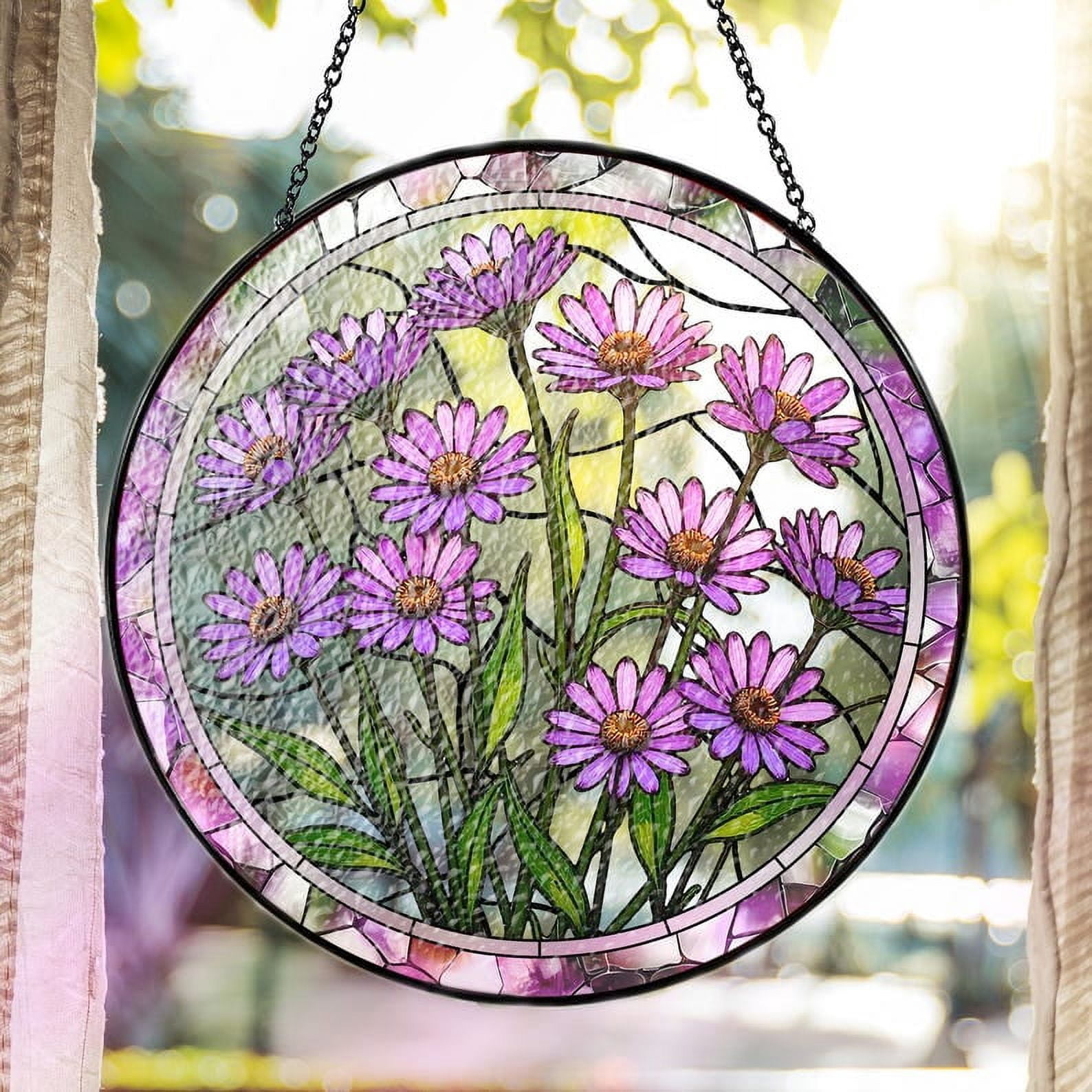 Birth Flowers Stained Glass Suncatcher, Personalized Mom’s Garden Gift ...