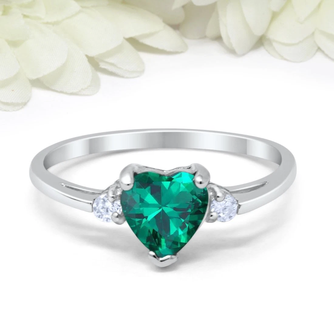 Emerald Ring, Stacking Ring, Lab Emerald Ring, 925 Silver Ring ...