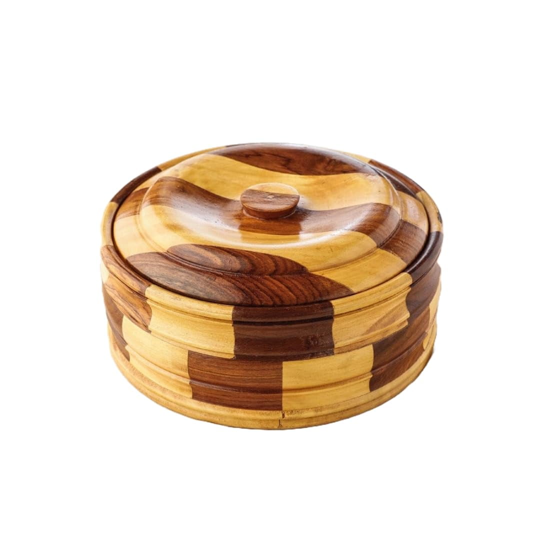 Insulated Hot Pot Roti Box |Handcrafted Wooden Design Casserole for ...