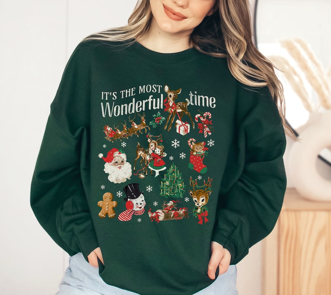It's the most Wonderful time Xmas Sweatshirt Vintage Santa Sweater ...