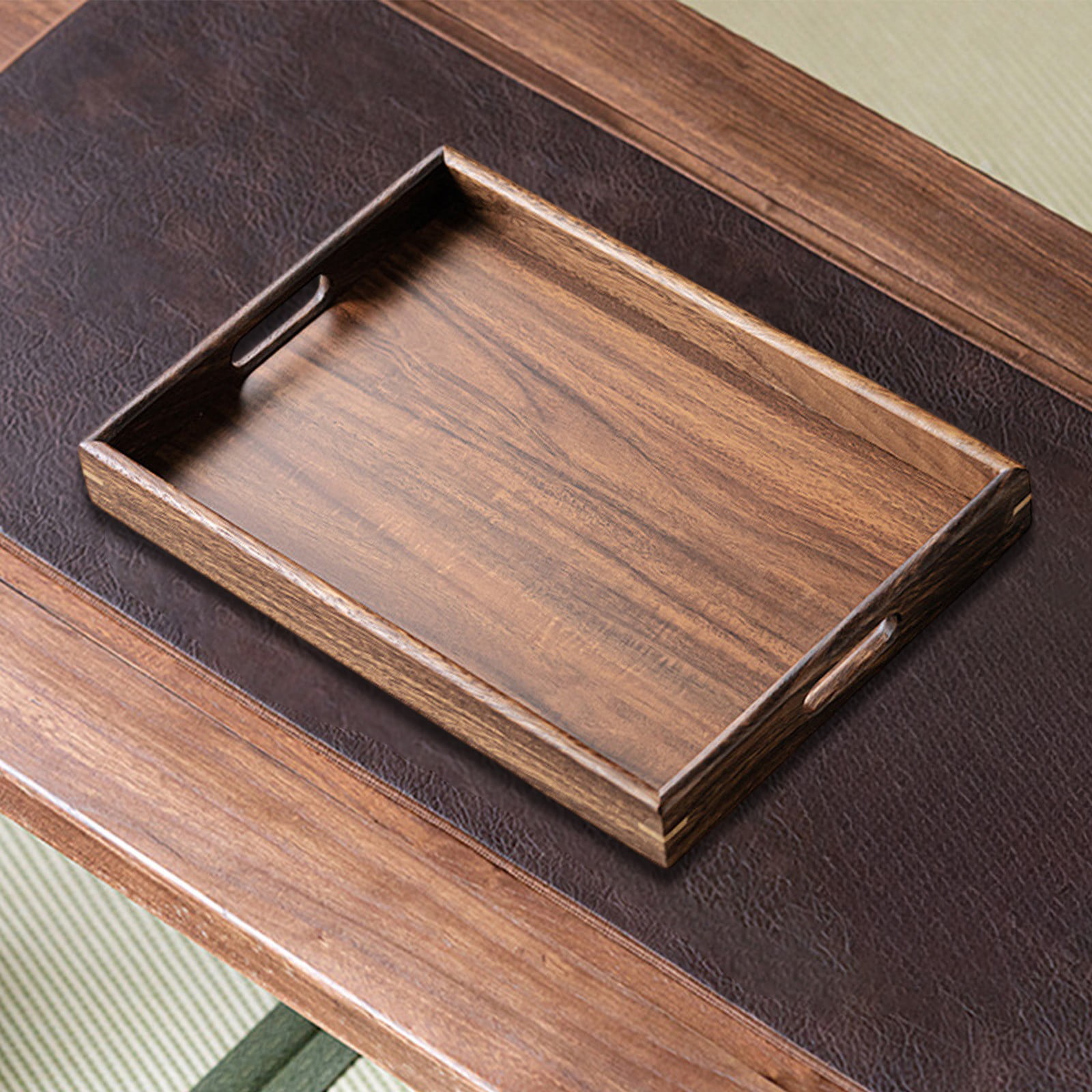 Large Wooden Tea Serving Tray With Flat Handle,Multi-Purpose Dry Brew ...