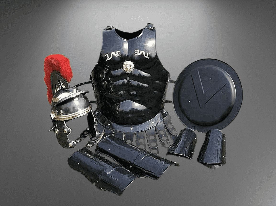 Medieval Muscle Body Armor Set Roman Centurion Helmet, Leg & Arm Guard ...