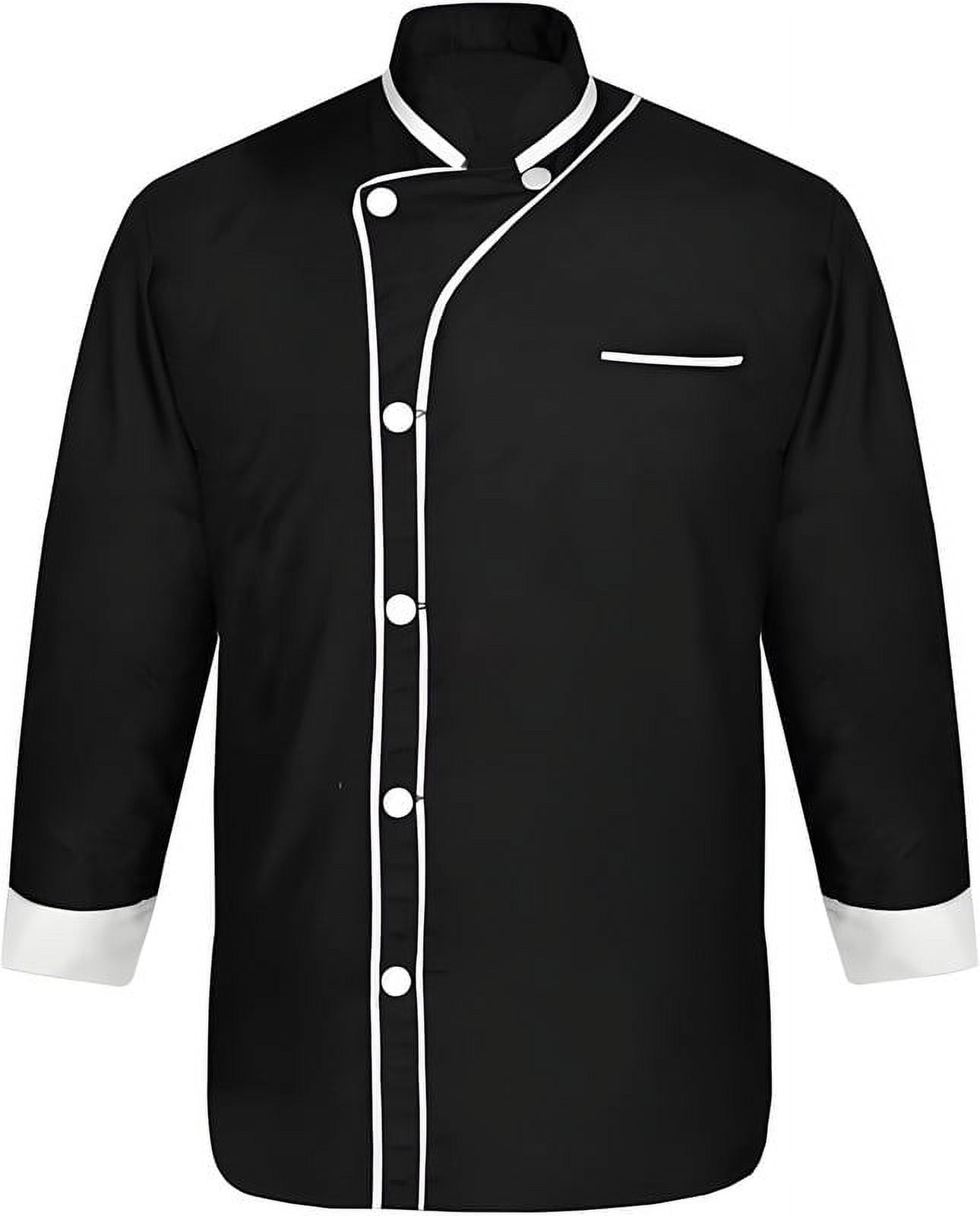 Men Black With Multicolours Piping Polycotton 3/4 Sleeve Chef Coat ...
