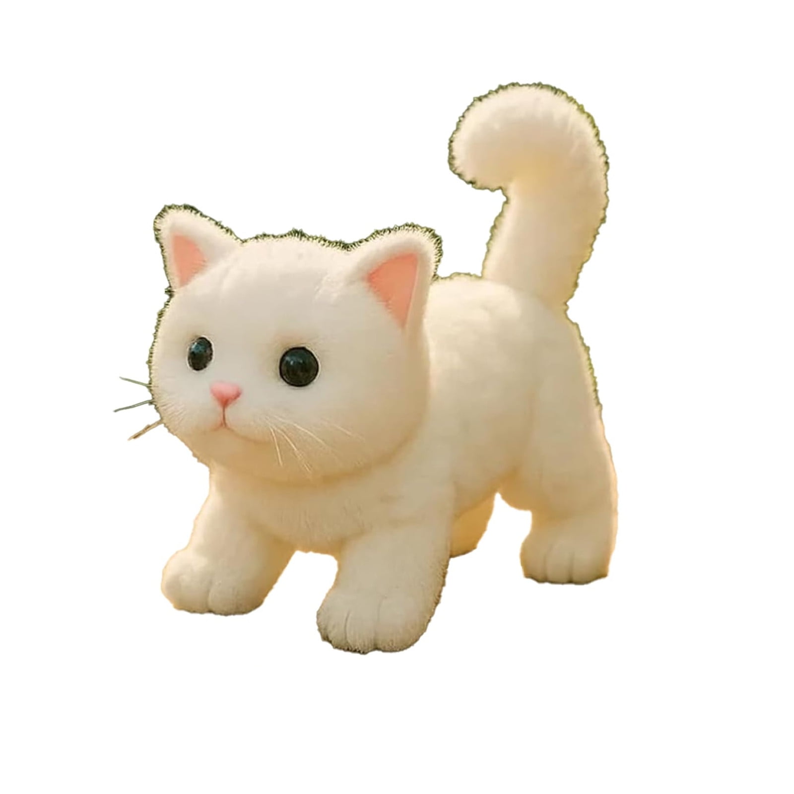 Realistic Walking Robotic Cat Plush Toy, Interactive Meow Sound and ...