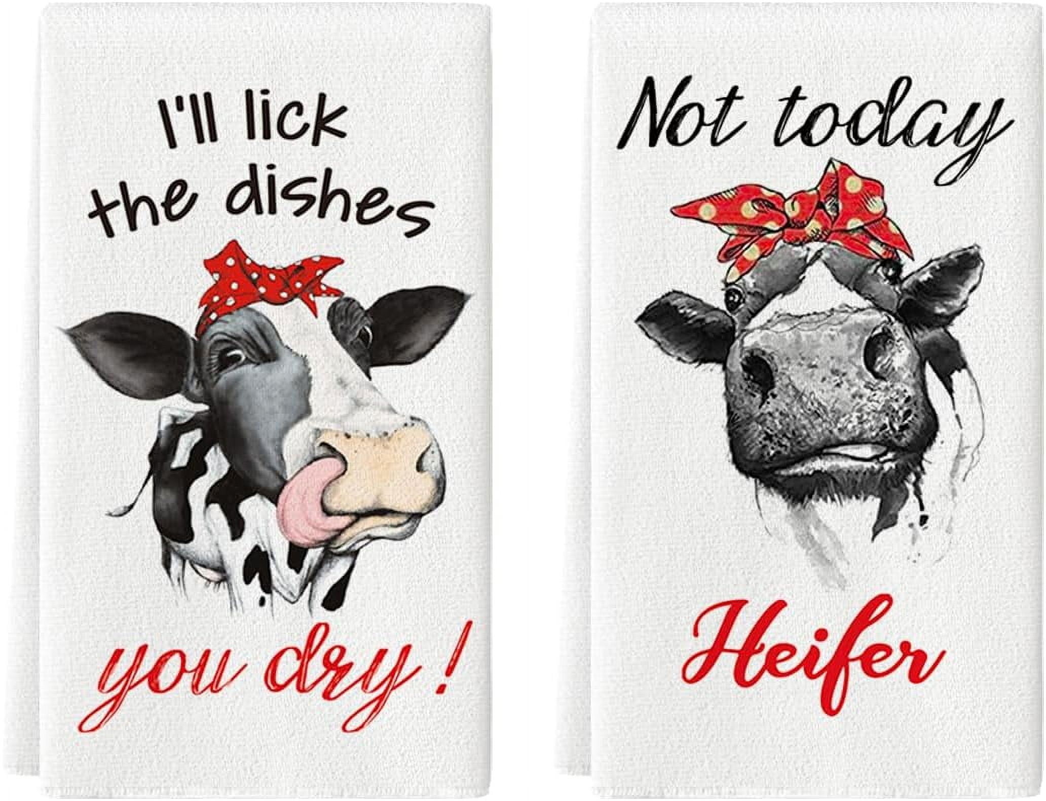 SOME THING Funny Farm Cow Kitchen Towels Dish Towels, 18x26 Inch I''ll ...