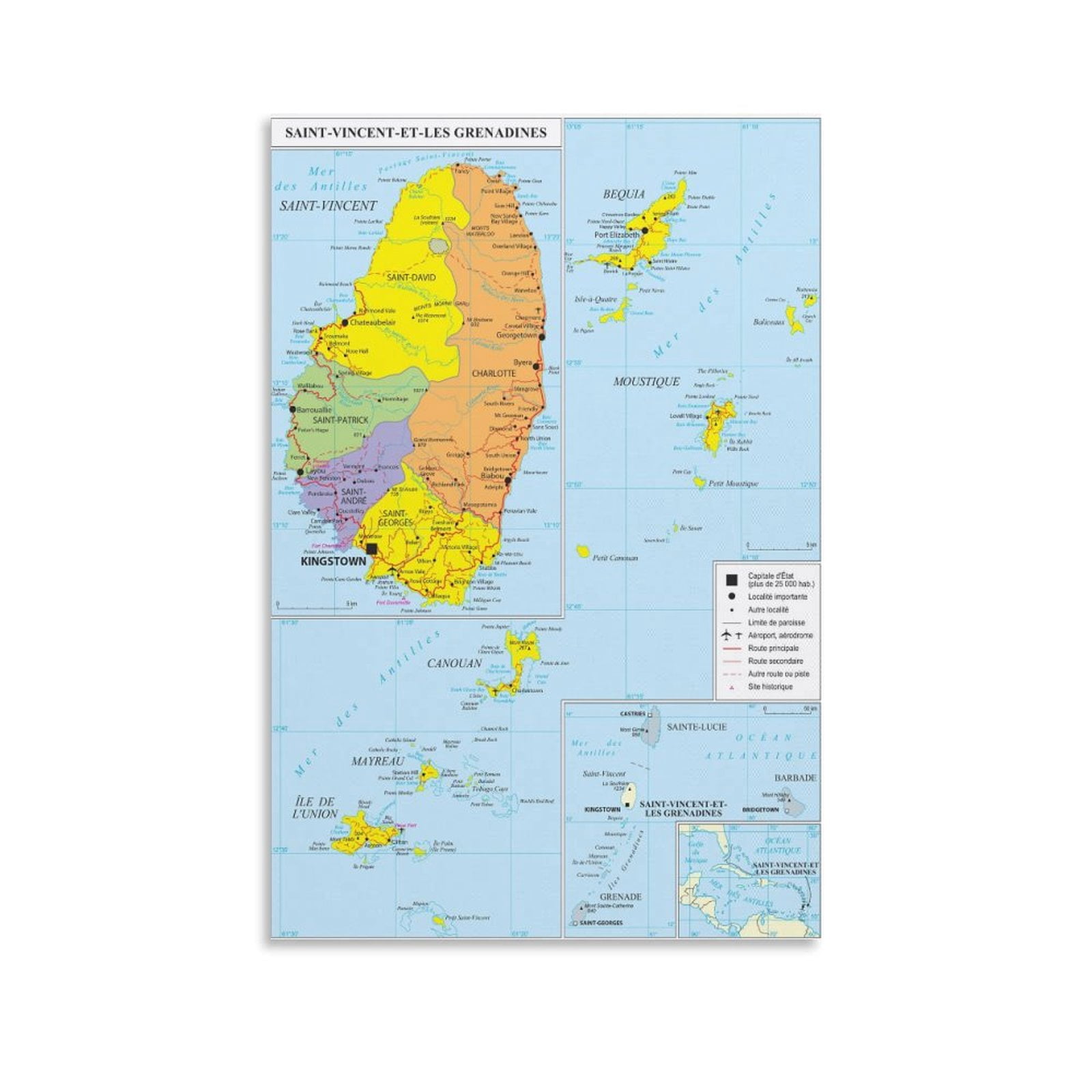 Saint Vincent And The Grenadines Map Posters Room Aesthetic Poster ...