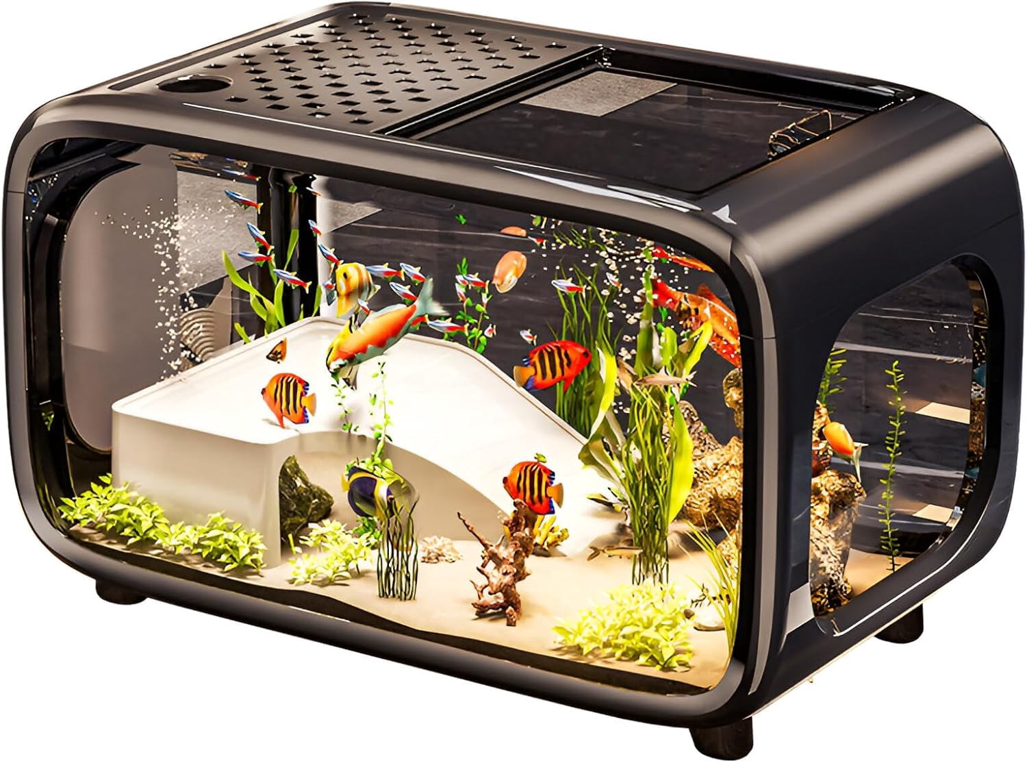 ShadeMart Black Transparent Fish Tank, Mini Shatter-Resistant Acrylic ...