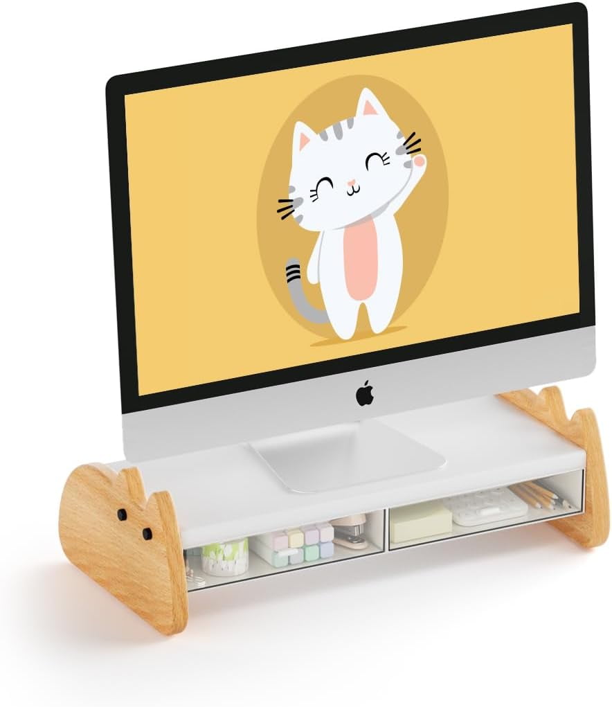 nbvcsoiu Dual Monitor Riser - Cookie-Shaped Adjustable Length & Swivel ...