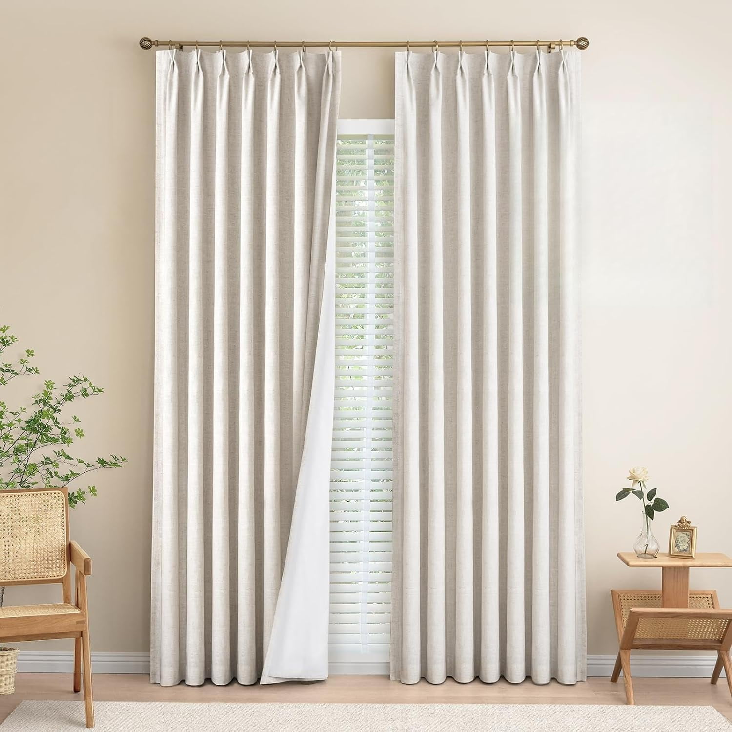 nch Pleated Light Blocking Drapes 90 Inches Long | Linen Light Blocking ...