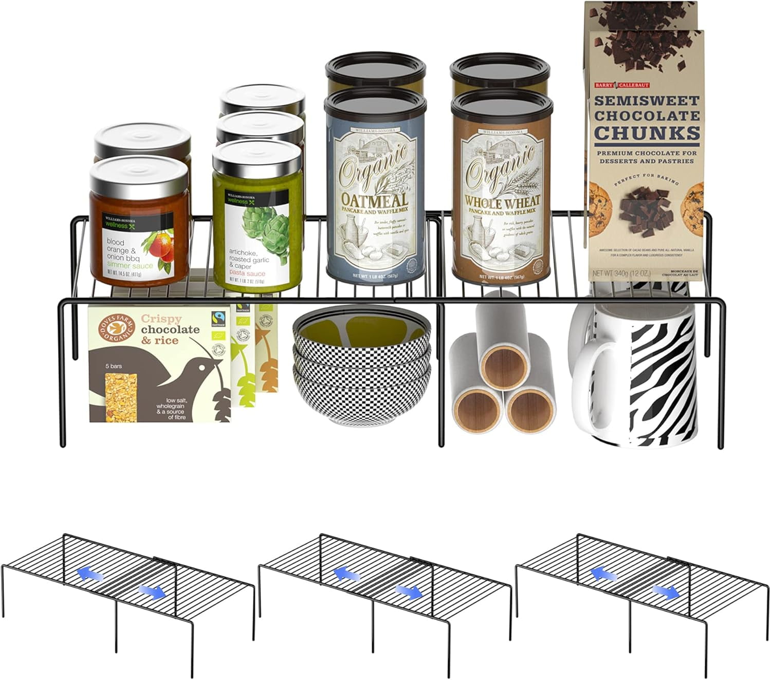 ndzsh Cabinet Storage Shelf Rack 4 Piece Expandable Metal Rustproof ...