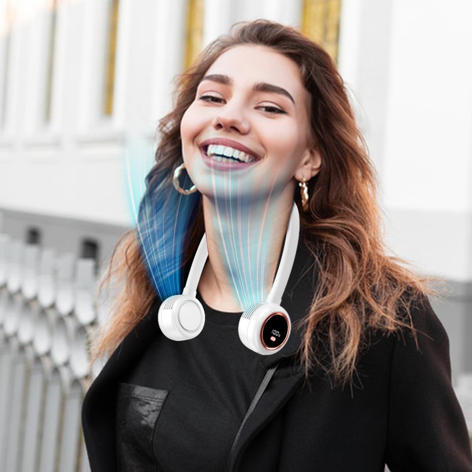 neck fans that blow cold air,face fan necklace portable,digital turbo ...