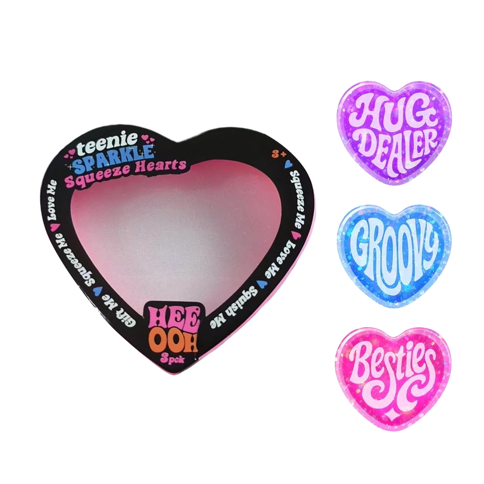 needo 3 Pack 1.5in Heart Stress Toys, Soft Slow Rising Squeeze Sensory ...