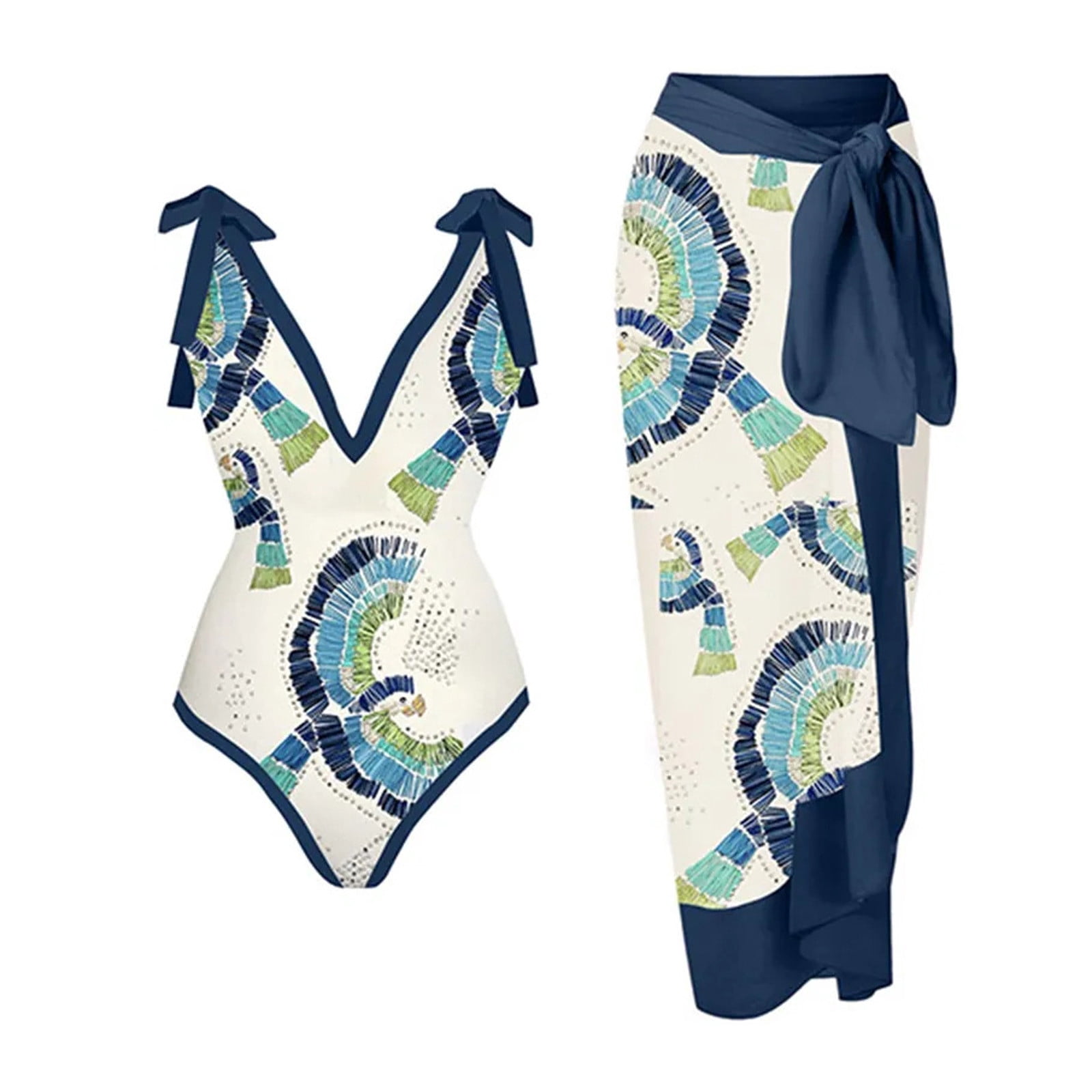 nerohusy 2024 Swimsuit with Cover Up Set,Women Floral Print Beach ...