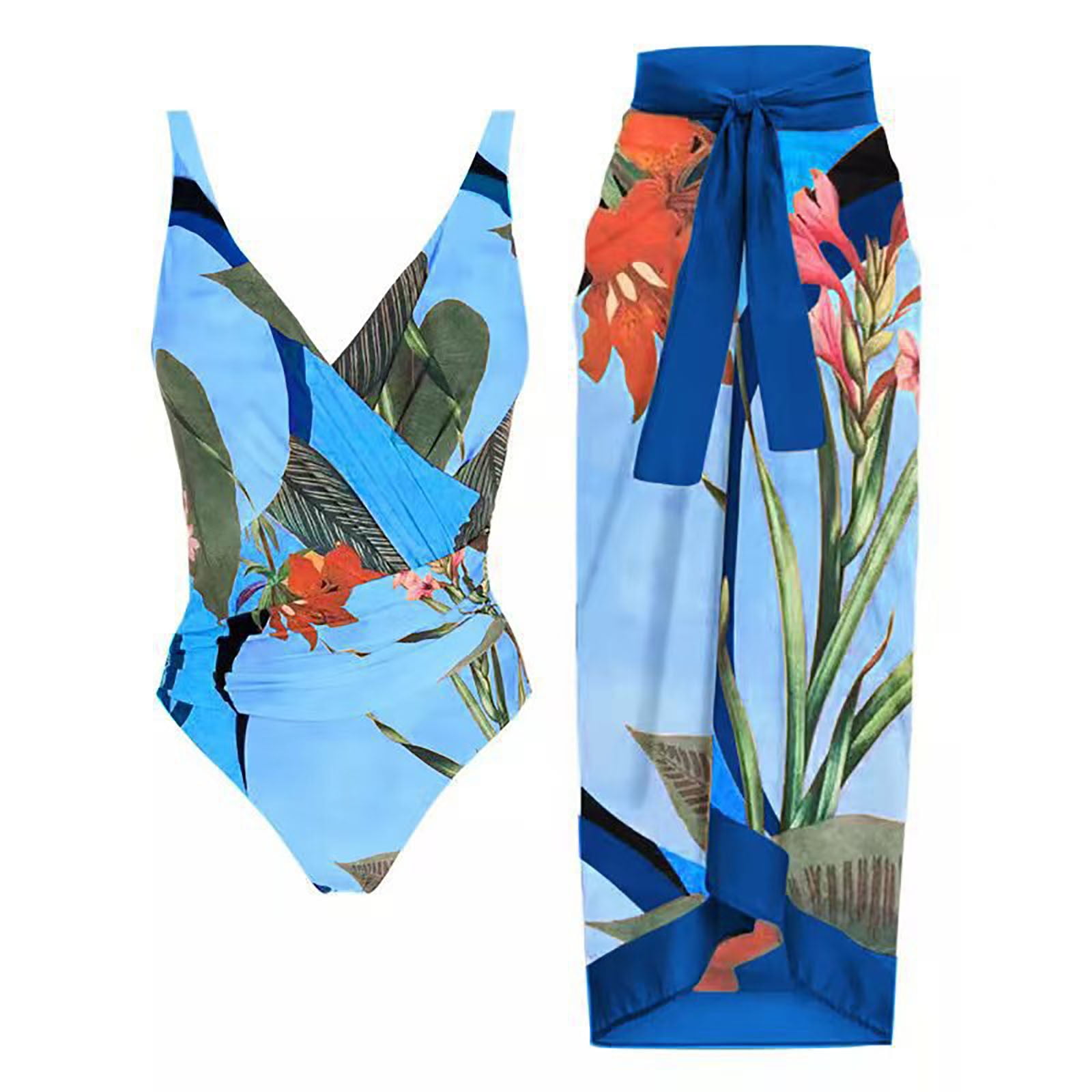 nerohusy 2024 Swimsuit with Cover Up Set,Women One Piece Swimsuit with ...