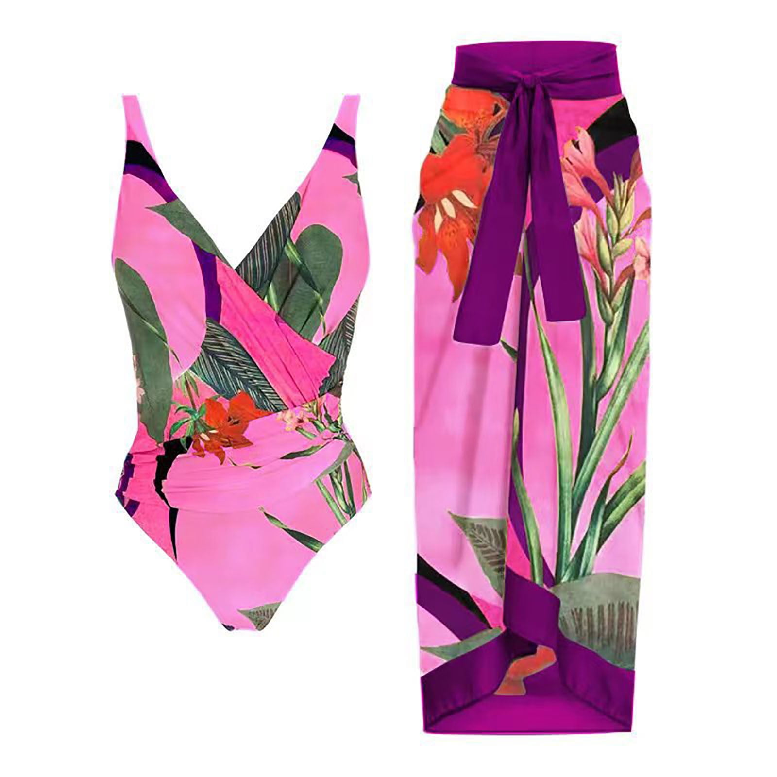 nerohusy 2024 Swimsuit with Cover Up Set,Women's One Piece Swimsuit ...