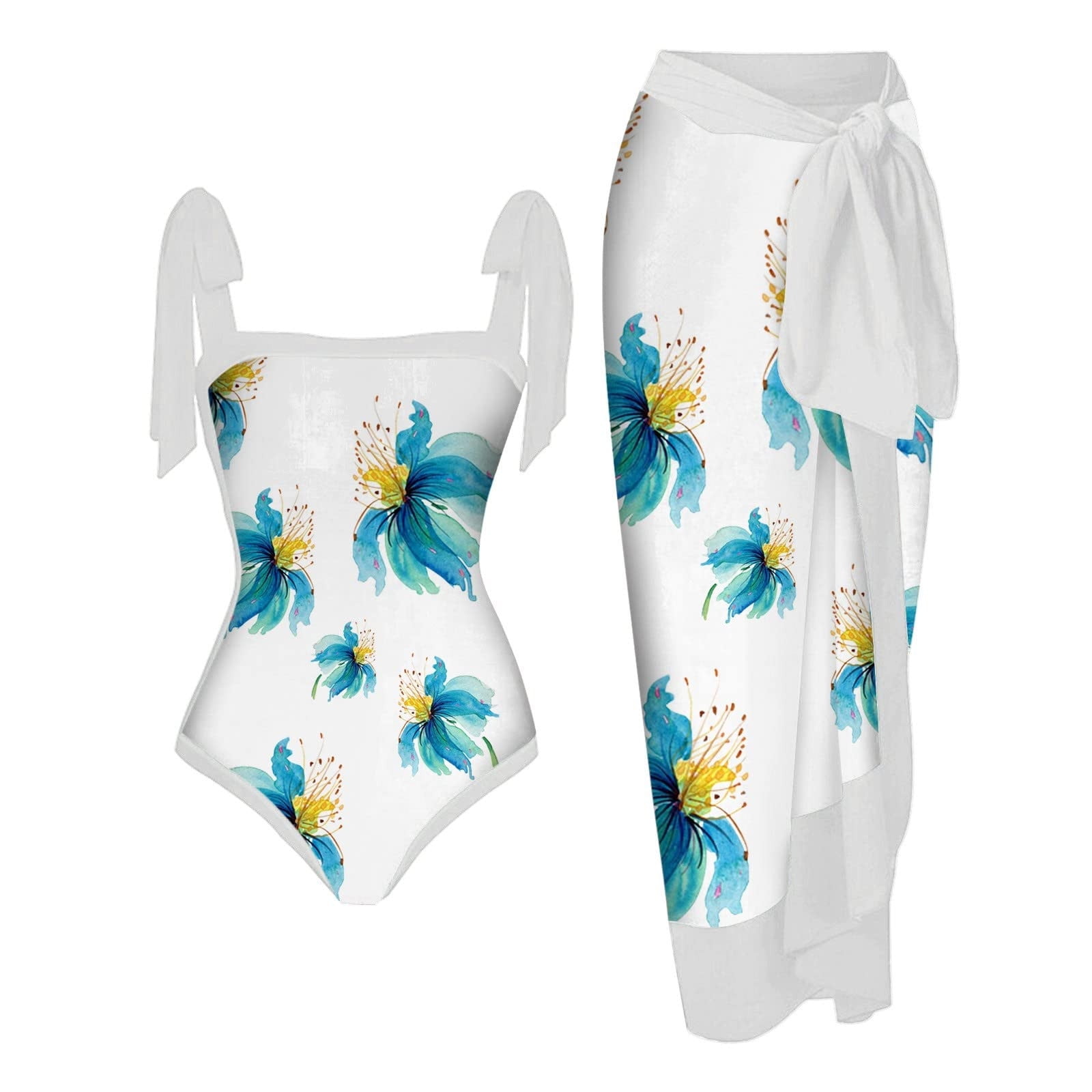 nerohusy 2024 Swimsuit with Cover Up Set,Women Floral Print Beach ...