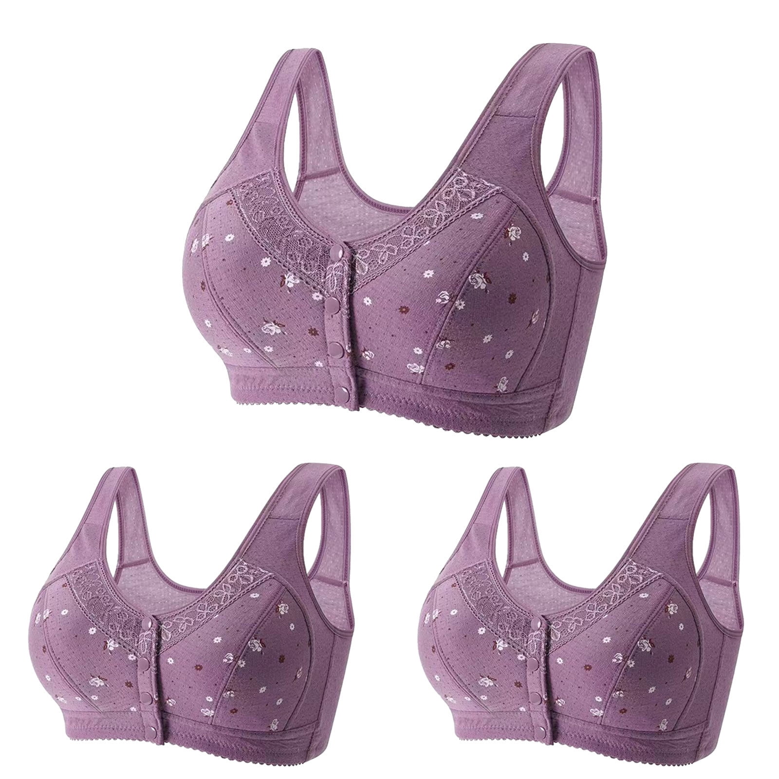 nerohusy 3 Pack Womens Front Closure Bras for Older Women,Glamorette ...