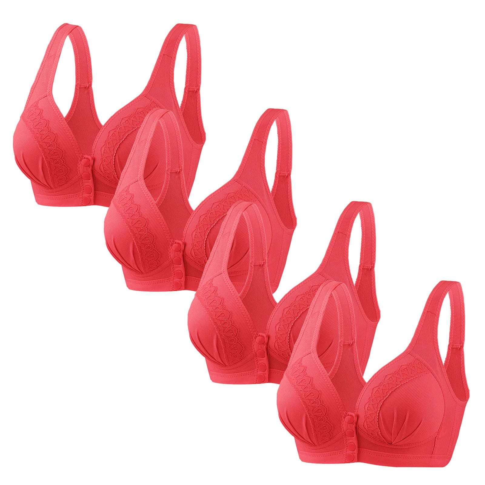 nerohusy 4 Pack Women Front Close Bra Clearance Daisy Bras for Older ...