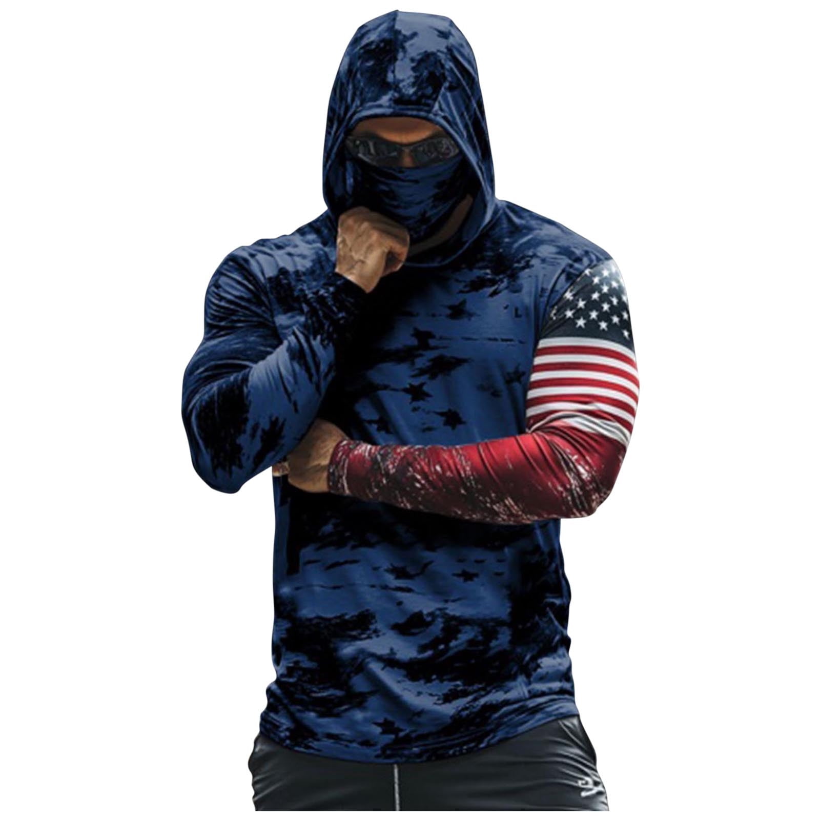 nerohusy American Flag Hooded Upf 50 Long Sleeve Mens Sun Protection ...
