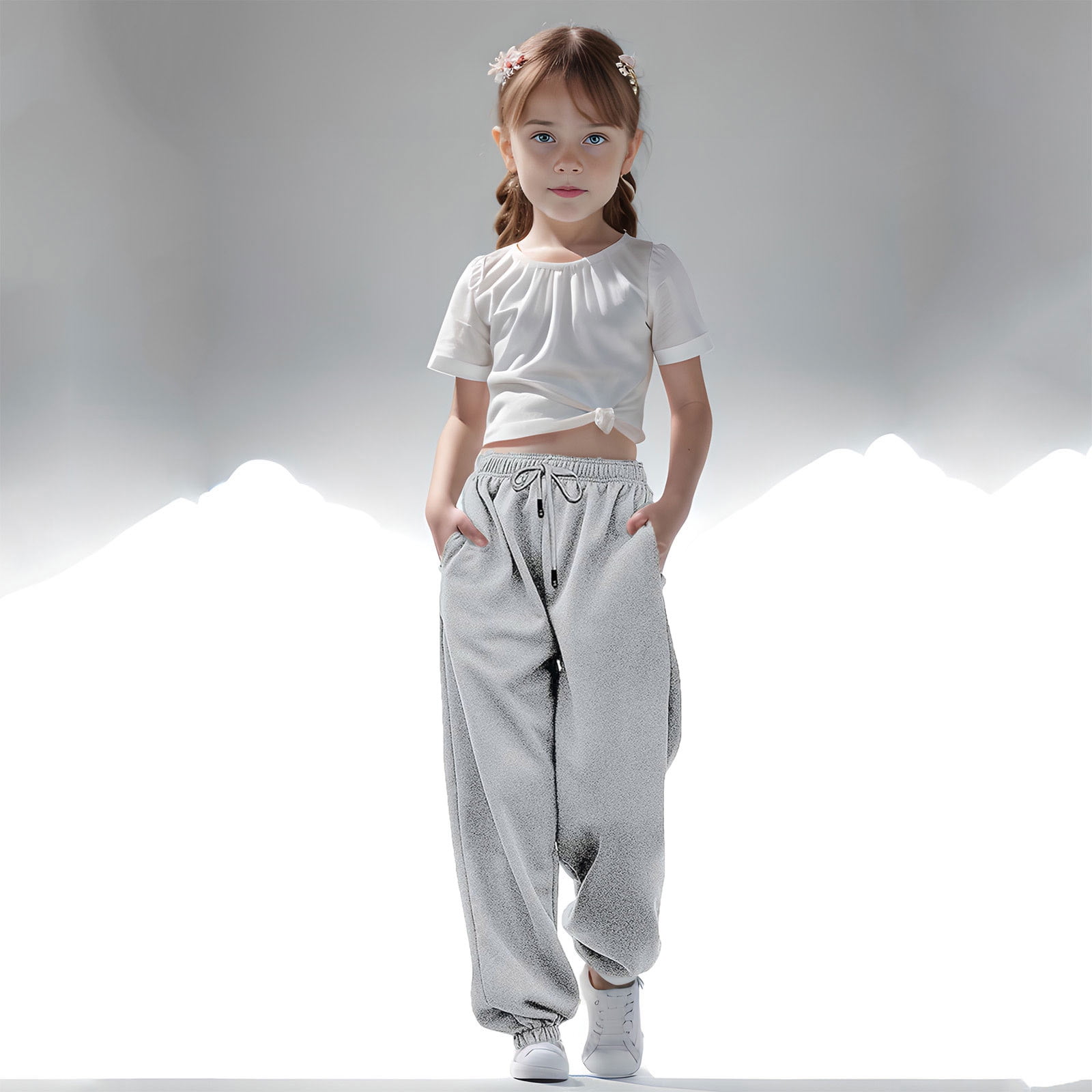 nerohusy Baggy Sweatpants for Girls High Waisted Cinch Bottom Cute ...