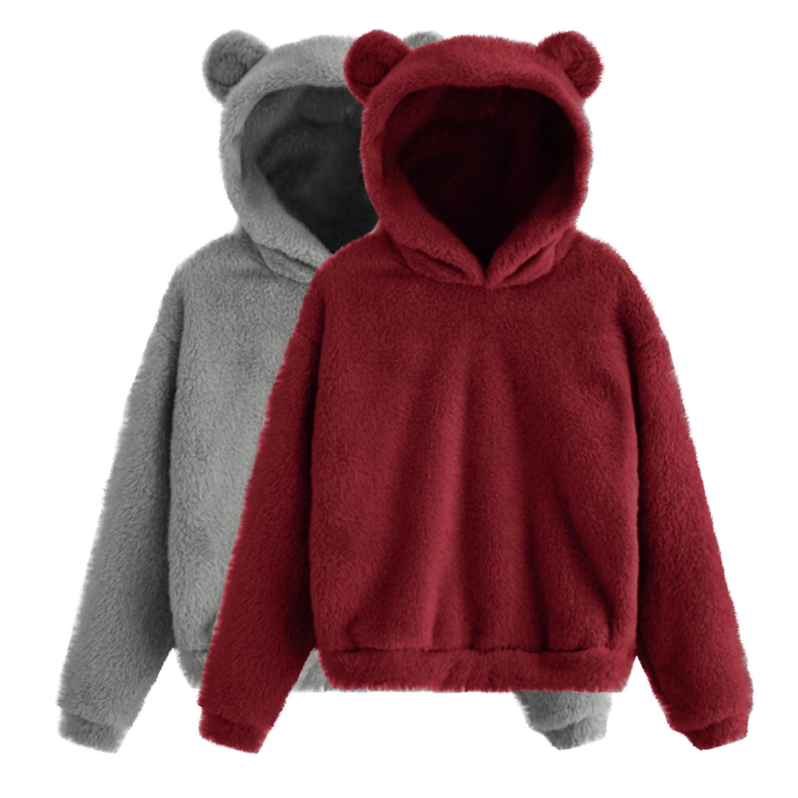 nerohusy Bear Ear Hoodies Womens Teen Girls Fuzzy Fleece Pullover ...